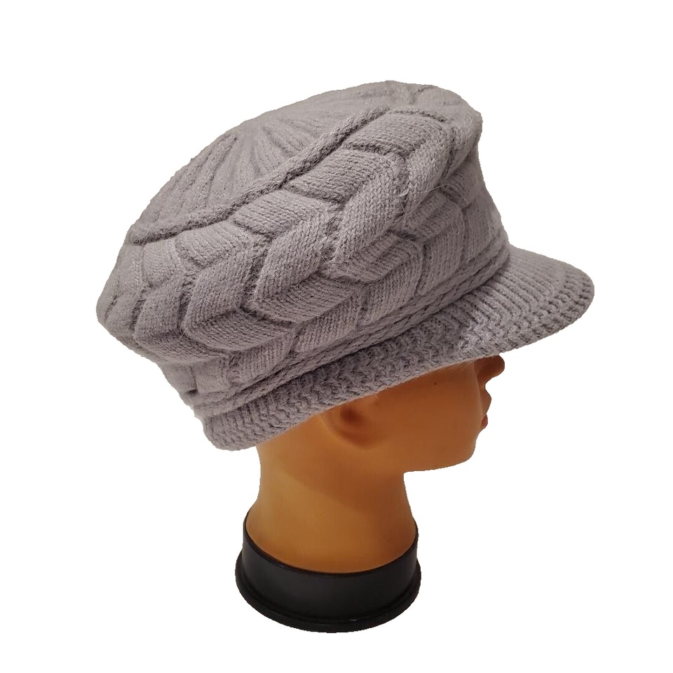 Ladies Winter Warm Gray Knit Hat Crochet Slouchy Baggy Peaked Beanie ...