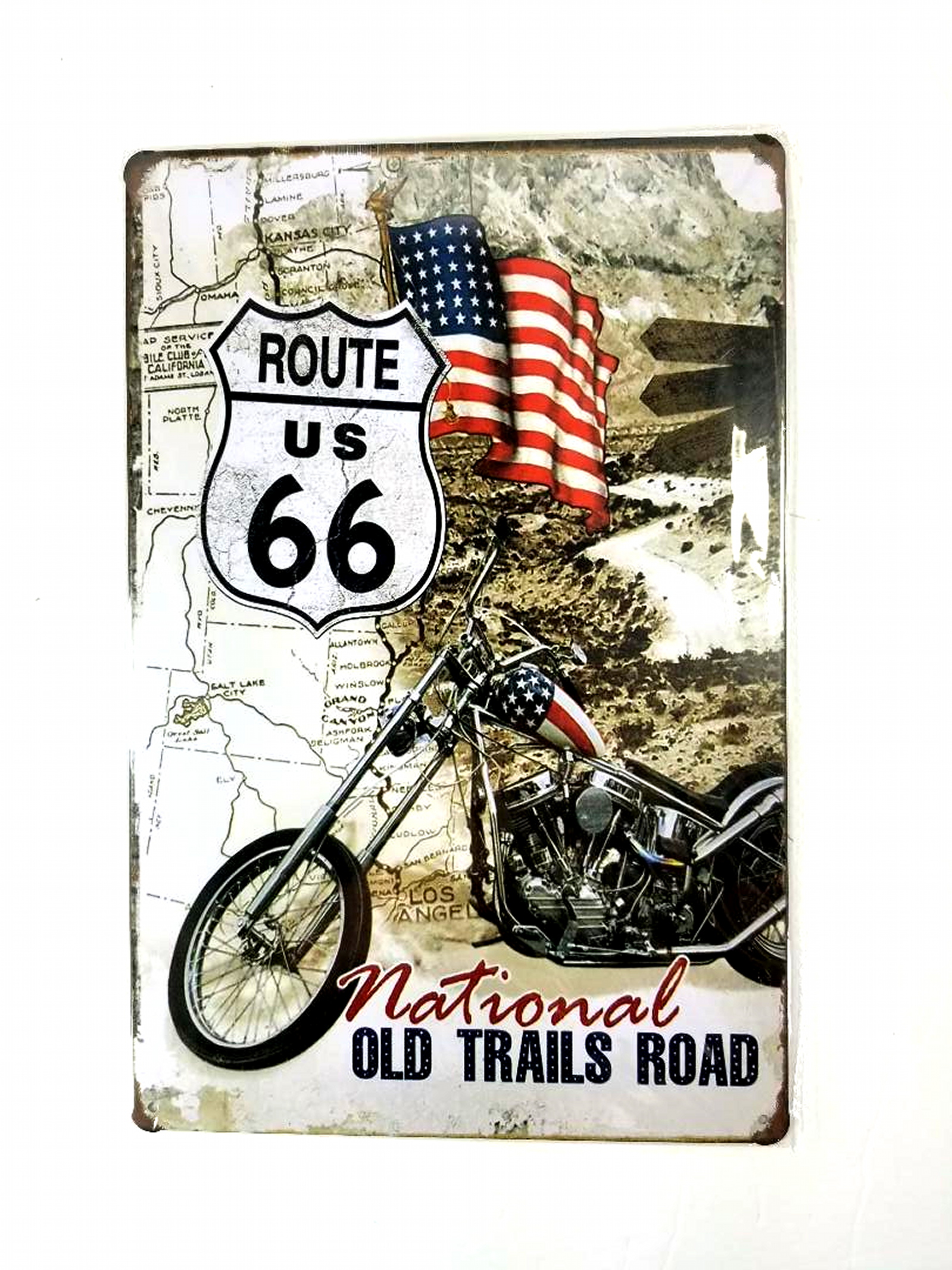 Route US 66 National Old Trails Road Metal Sign | Property Room