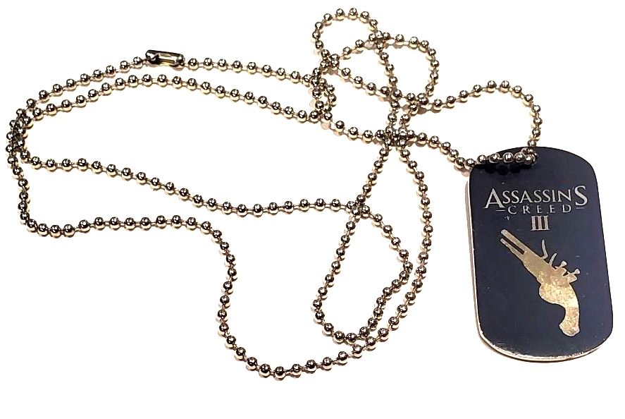 Stainless Steel Assassins Creed III Dog Tag Metal Necklace | Property Room