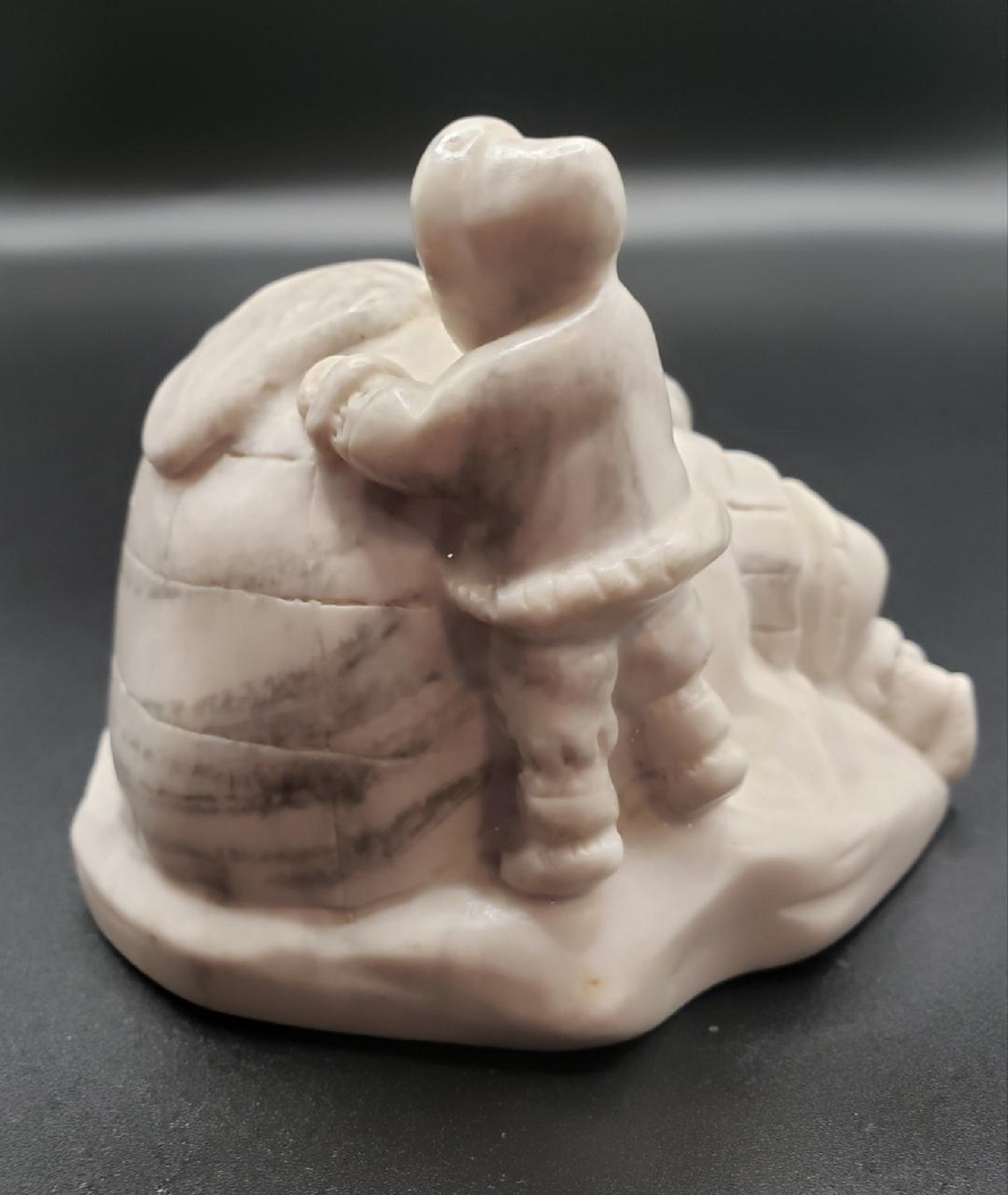 Vintage Pearlite Marblecraft Sculpture of Arctic Indigenous People with ...