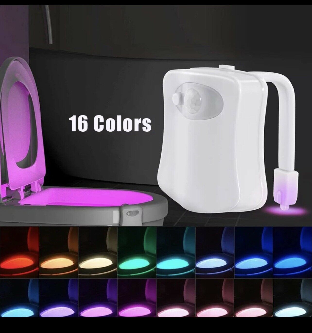 16 Color Motion Sensor LED Toilet Bowl Light for Bathroom Washroom ...