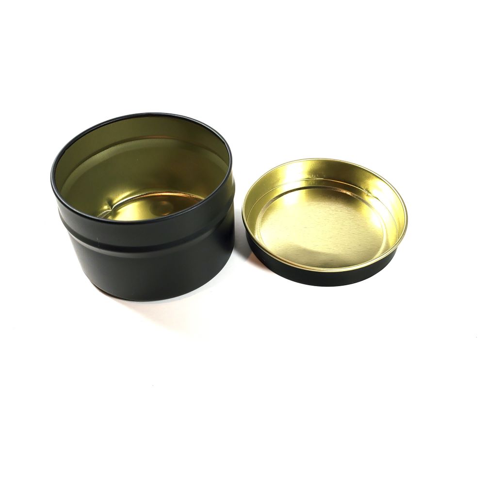 Lot of 4 Tin Wax Candle Holders With Lid Black | Property Room