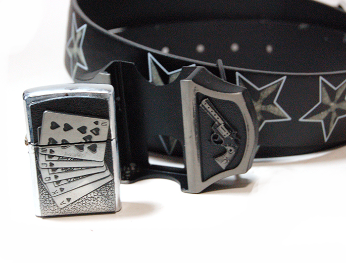 Playing Cards Belt Buckle - Zippo Style Lighter - with Belt - Size 42 ...