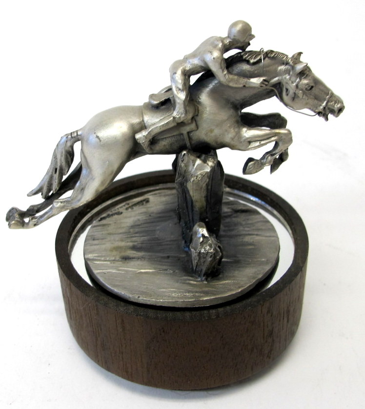Slavko Dugar of Canada Pewter Figurine of a Jockey and Horse- circa ...
