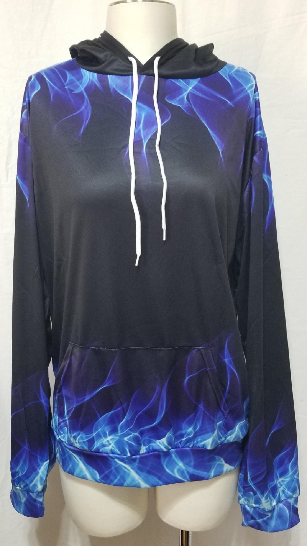 UNISEX FIRE FLAME PATTERN KANGAROO POCKET LONG SLEEVE HOODIE-MEDIUM ...