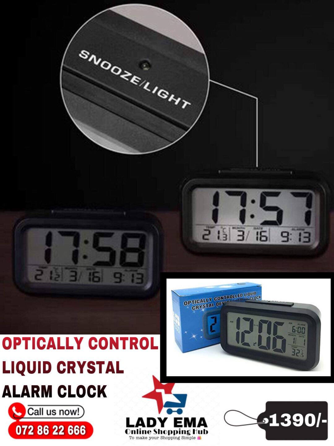 Optically Controlled Liquid Crystal LCD Alarm Clock Automatic Sensor ...