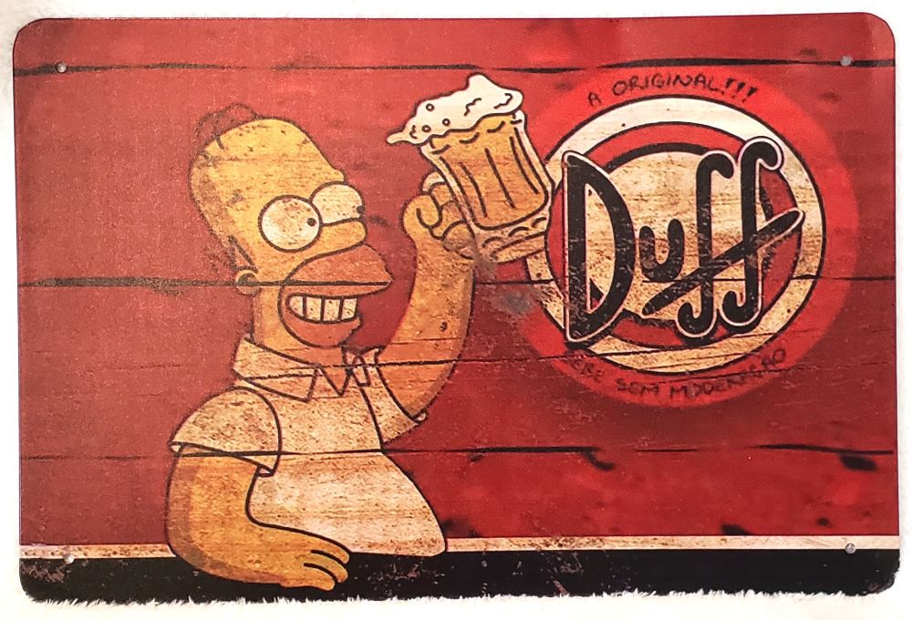 Homer Simpson Duff Beer Metal Sign 8" x 12" | Property Room