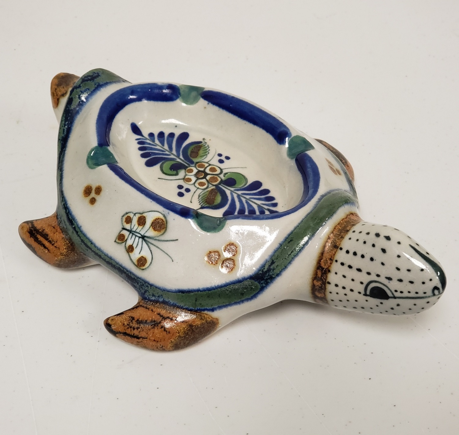 Tonala Mexican Pottery Vintage Hand Painted Hand Made Sea Turtle Shaped ...