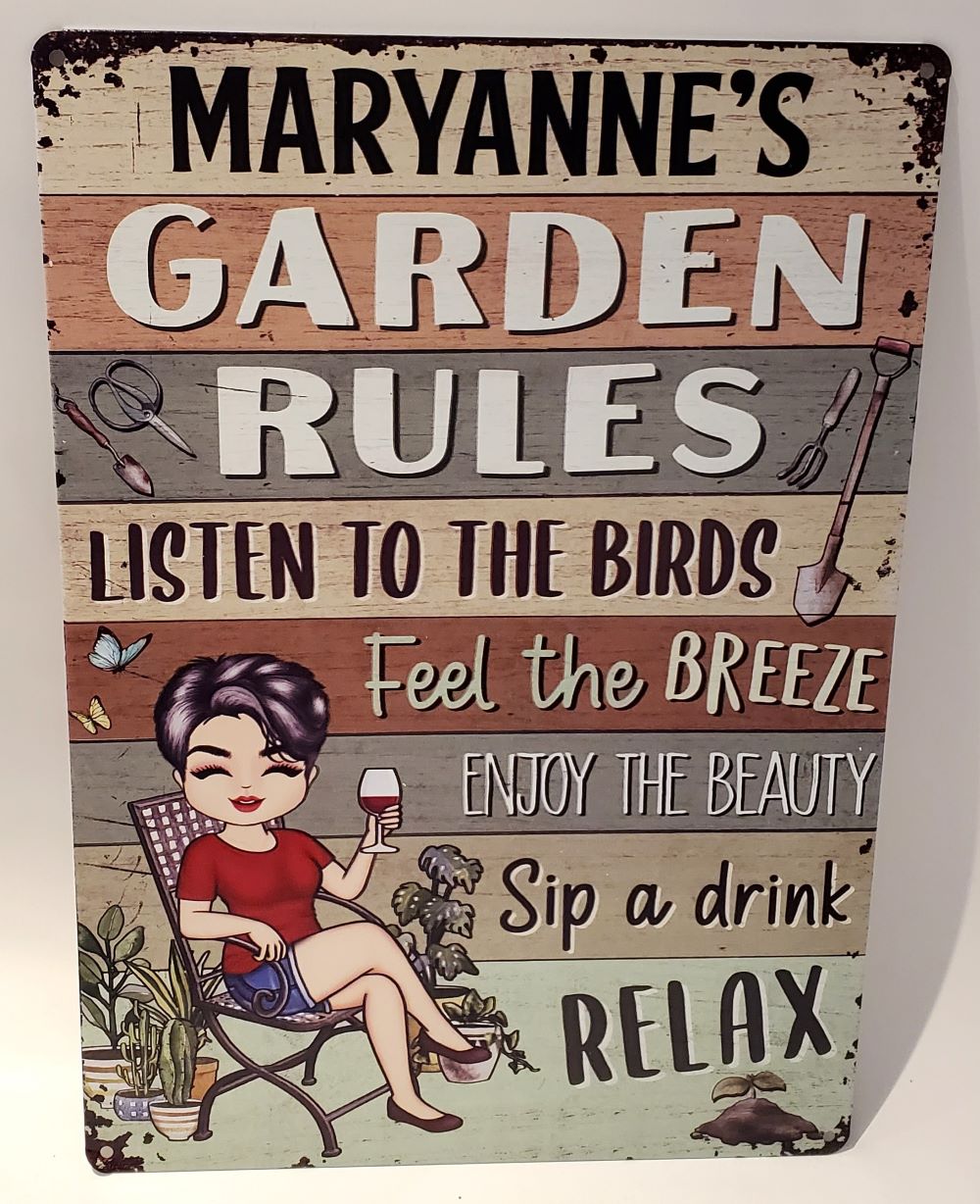 Vintage Looking Maryann's Garden Rules Large Metal Sign 12" x 18 ...