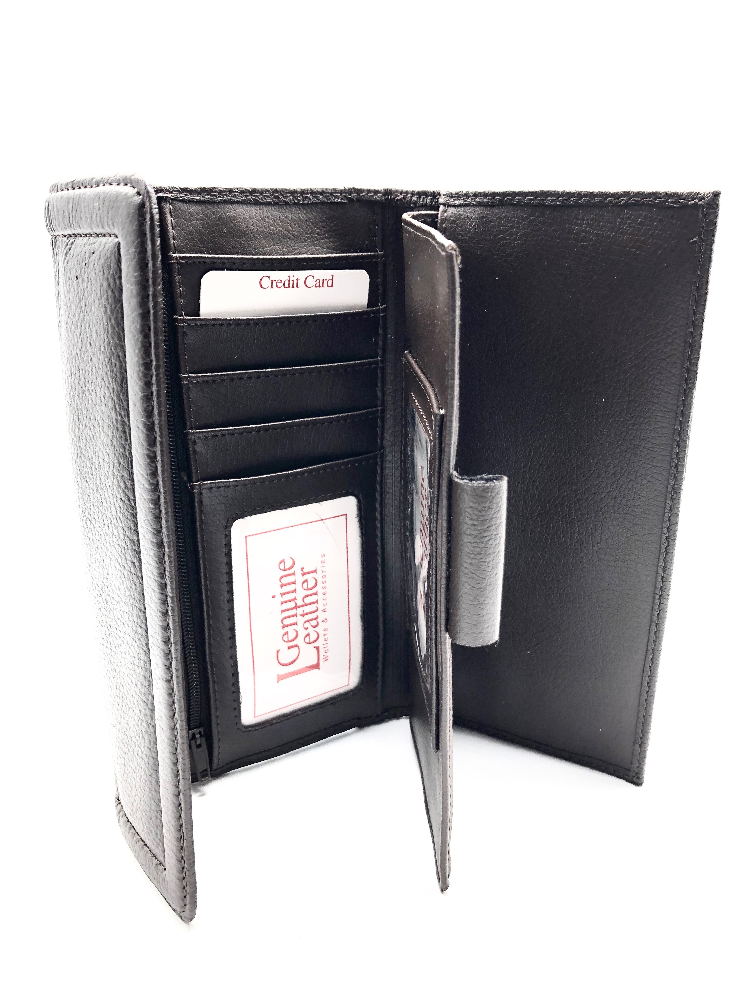 New Hato Hasi Brown Leather Tri Fold Wallet/with Change Purse ...