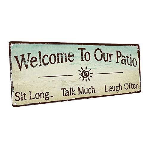 Welcome to Our Patio 6 in. x 16 in. Metal Sign Indoor and Outdoor ...