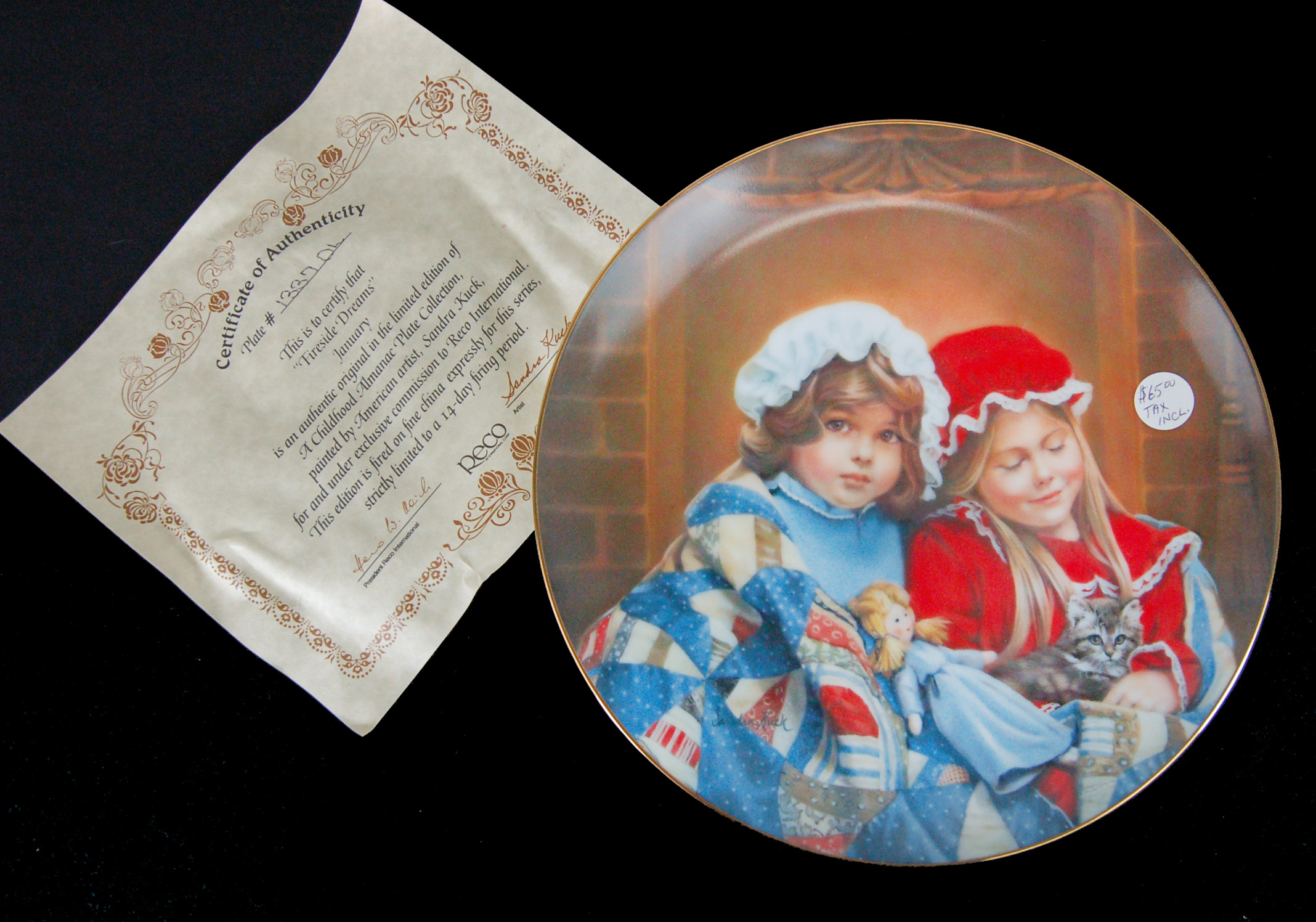 ARTISAN COLLECTORS PLATE - RECO Fine China - "Fireside Dreams" By ...