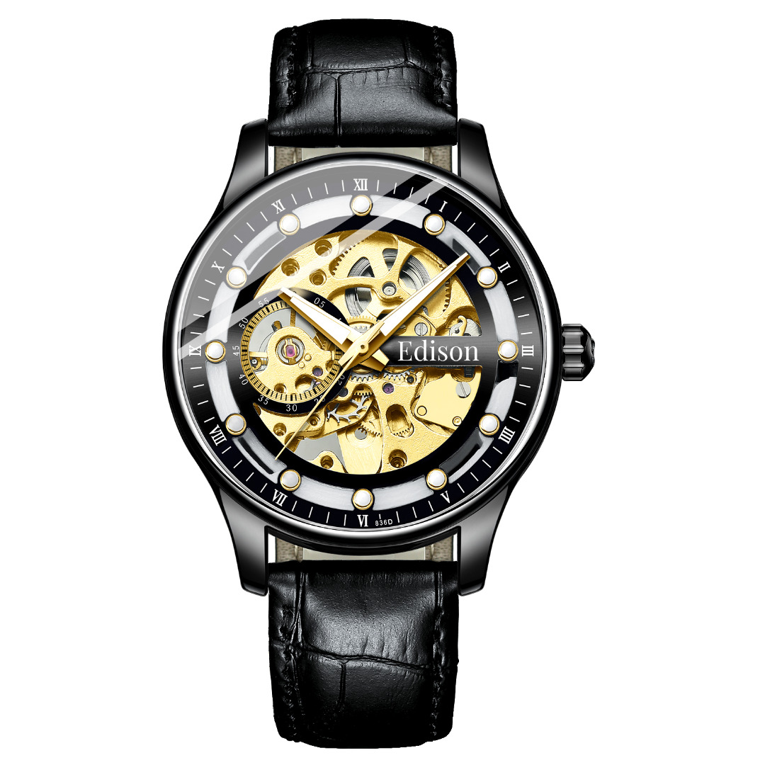 Men's Edison Skeleton Dial Automatic Watch - $600.00 MSRP | Property Room