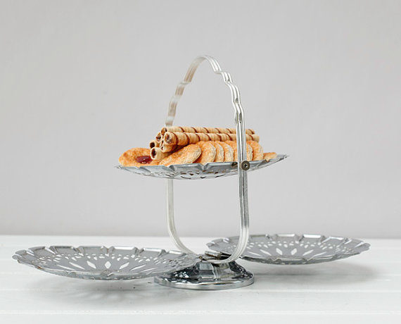 Vintage Chrome Clamshell Three Tier Folding Serving Tray | Property Room
