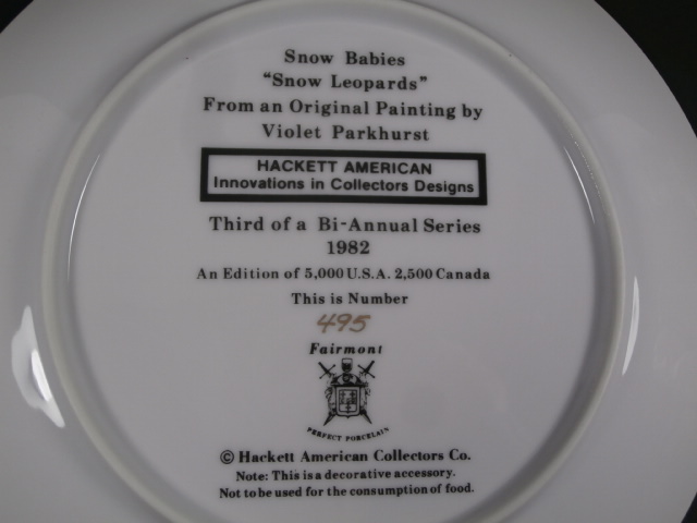 Hacket American Collectors Plate - Snow Babies "Snow Leopards ...