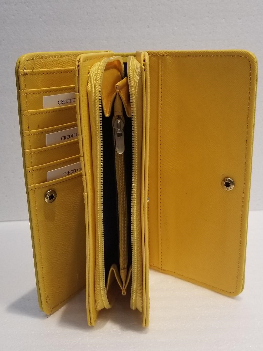 Mustard Vegan Leather Laser-Cut Wallet - Lancetti | Property Room