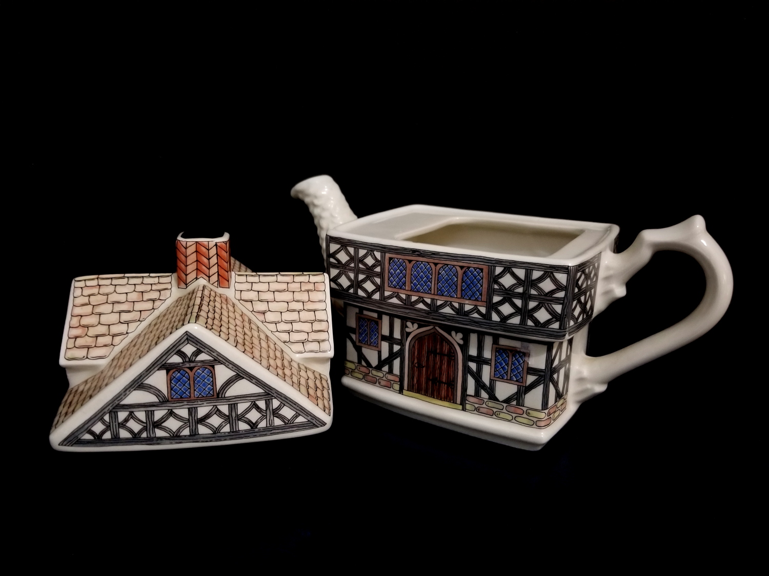Hand Painted Porcelain English Tudor House Tea Pot by Sadler | Property ...