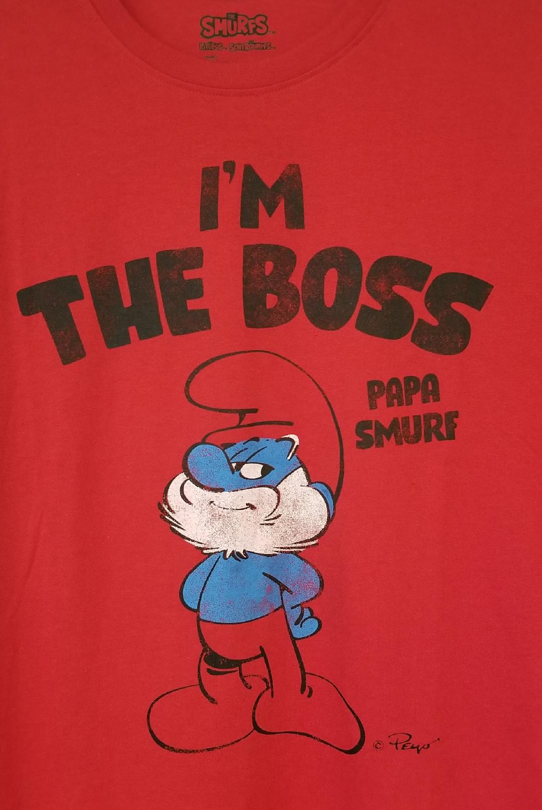 Mens Papa Smurf "I'm The Boss" Graphic Print Shirt Size - M | Property Room