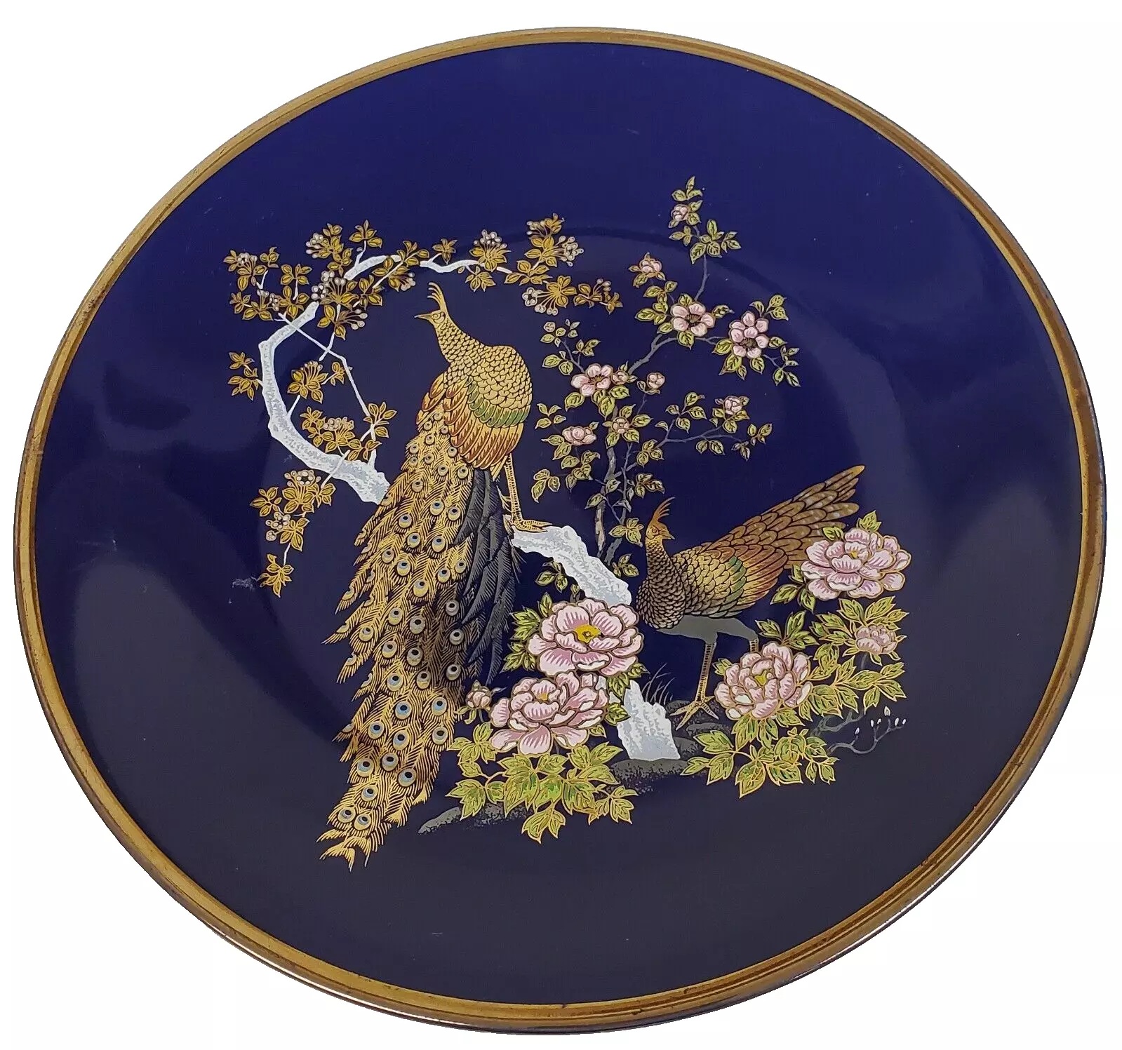 Vintage Tajimi Pottery Porcelain Plate With Peacock Scenery 8 5/8" w ...