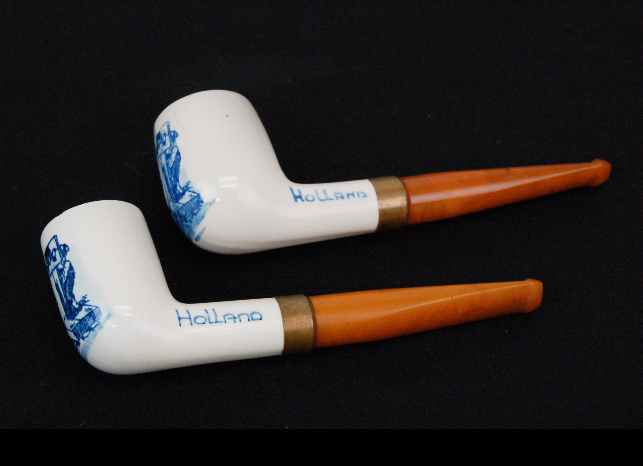 Pair of Circa 1950's Delft Blue Pipes from Holland | Property Room