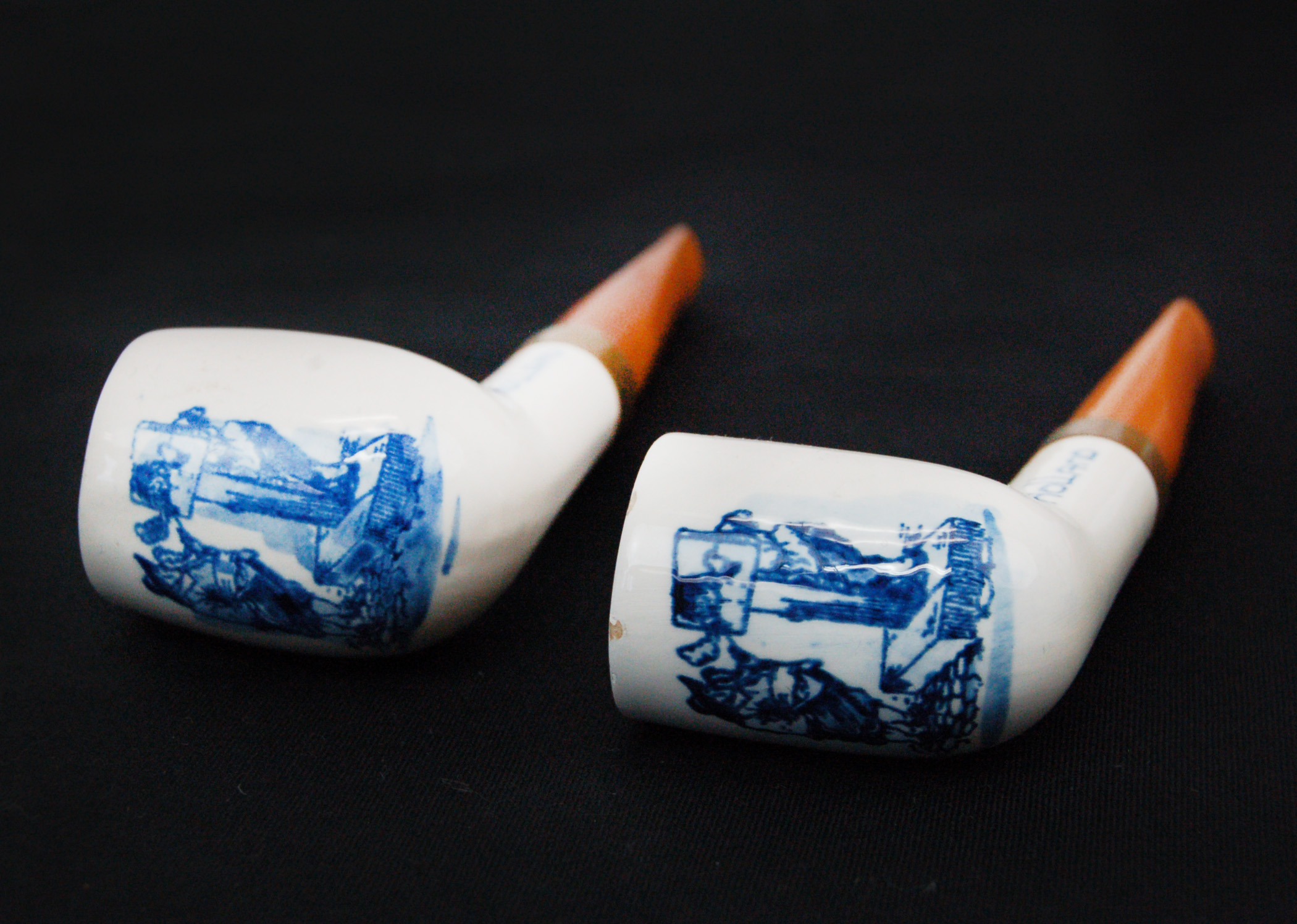 Pair of Circa 1950's Delft Blue Pipes from Holland | Property Room