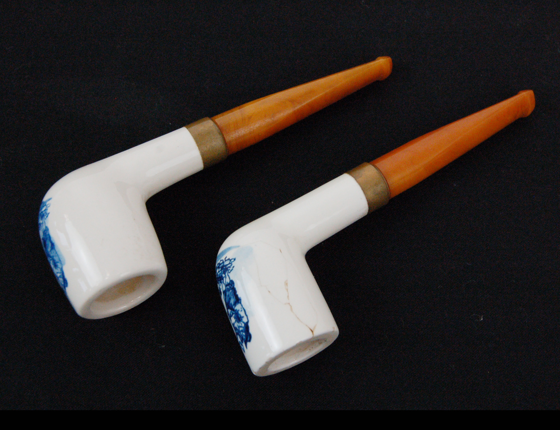 Pair of Circa 1950's Delft Blue Pipes from Holland | Property Room