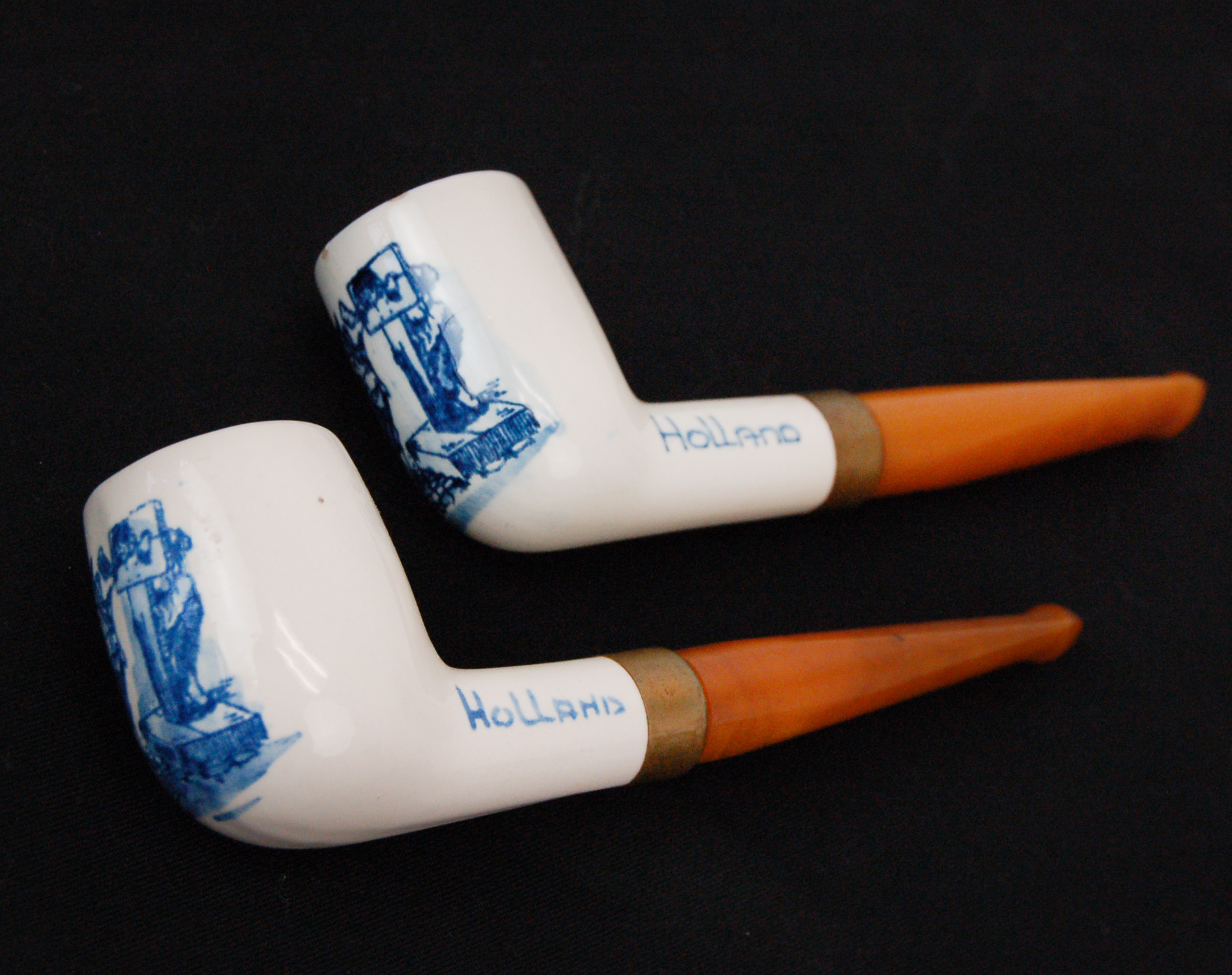 Pair of Circa 1950's Delft Blue Pipes from Holland | Property Room