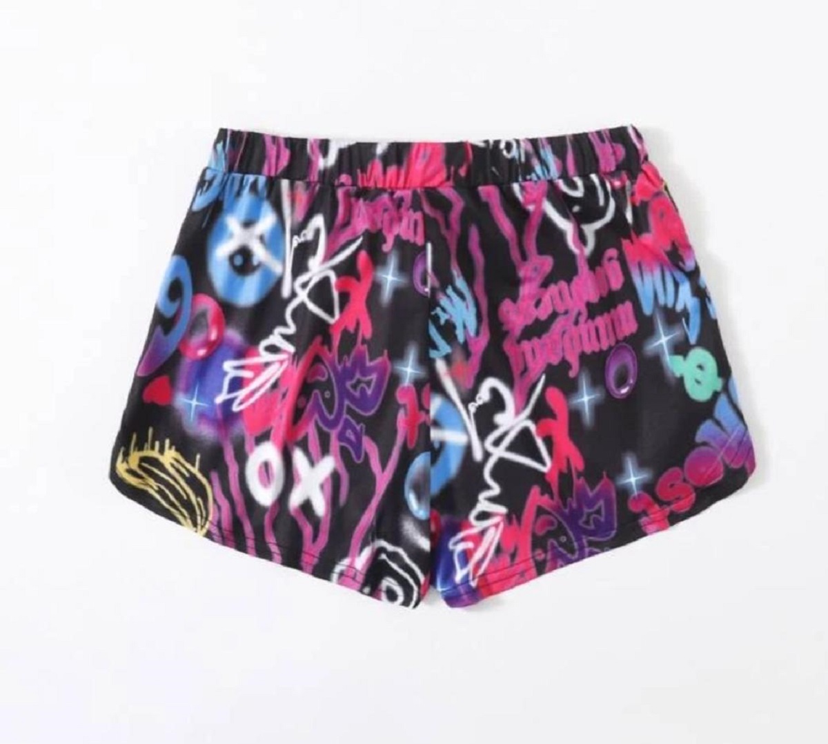 LADIES KNOT WAIST LETTER GRAPHIC SHORTS-XL | Property Room