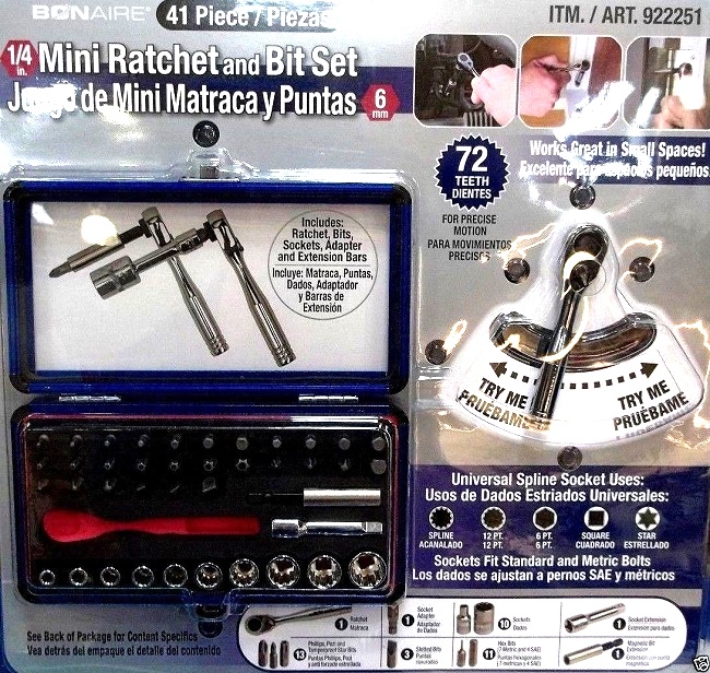 New 41 Piece 1/4" Mini Ratchet & Bit Set | Property Room