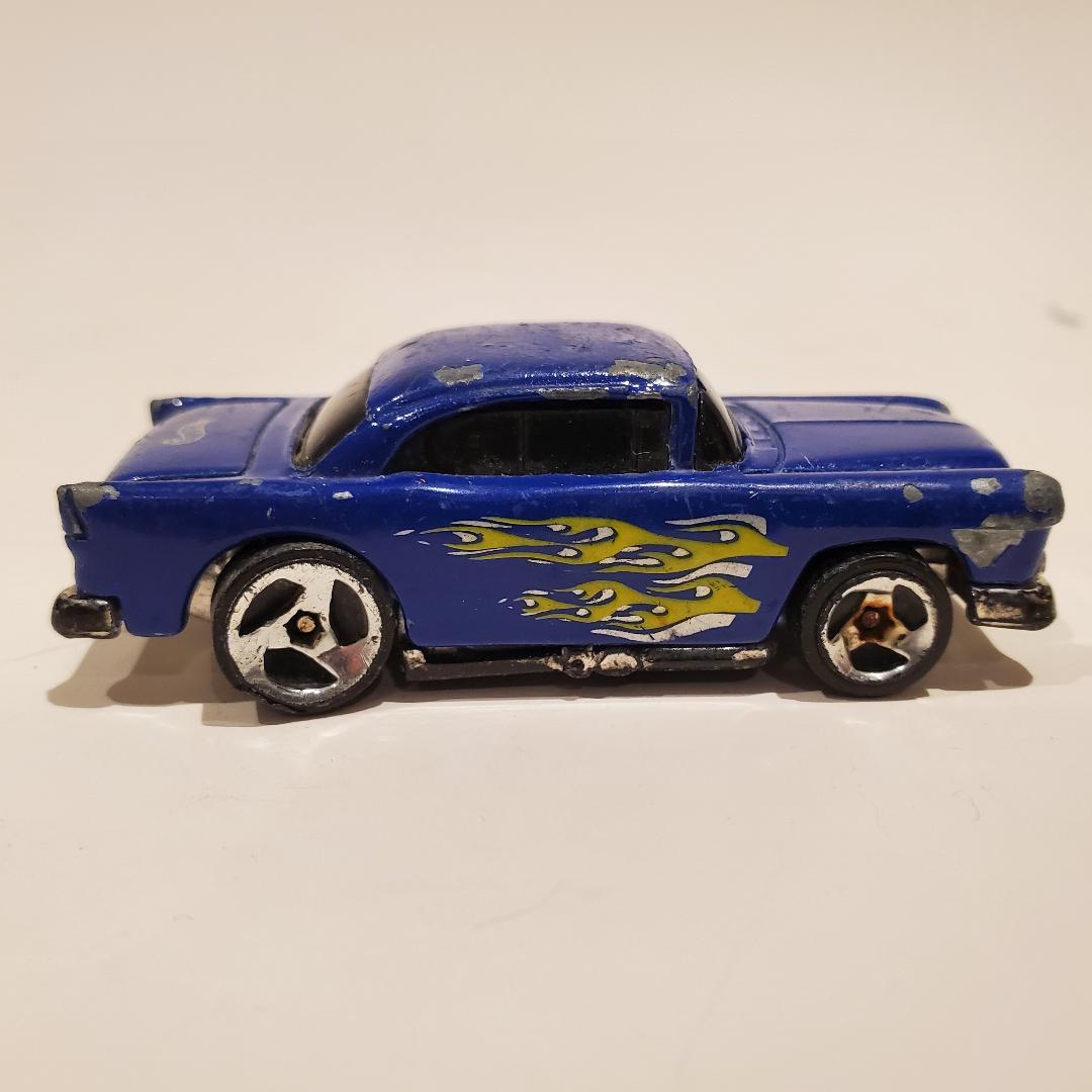 Vintage 1998 Hot Wheels Mattel 55 CHEVY BEL AIR BLUE Yellow Flames Hot ...