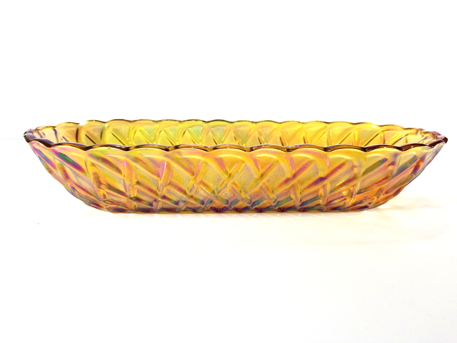 Indiana Glass Pretzel Amber Carnival Pattern Oval Bread Dish | Property ...