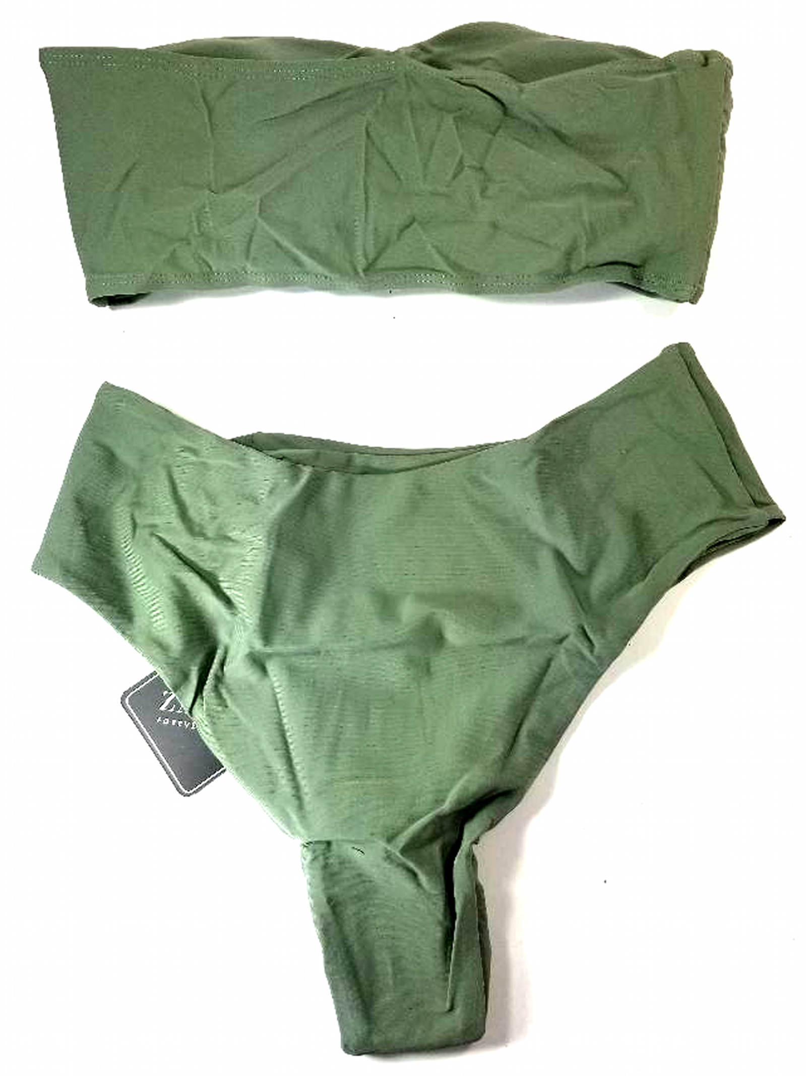NWT High Cut Bandeau Bathing Suit - Army Green Size M | Property Room