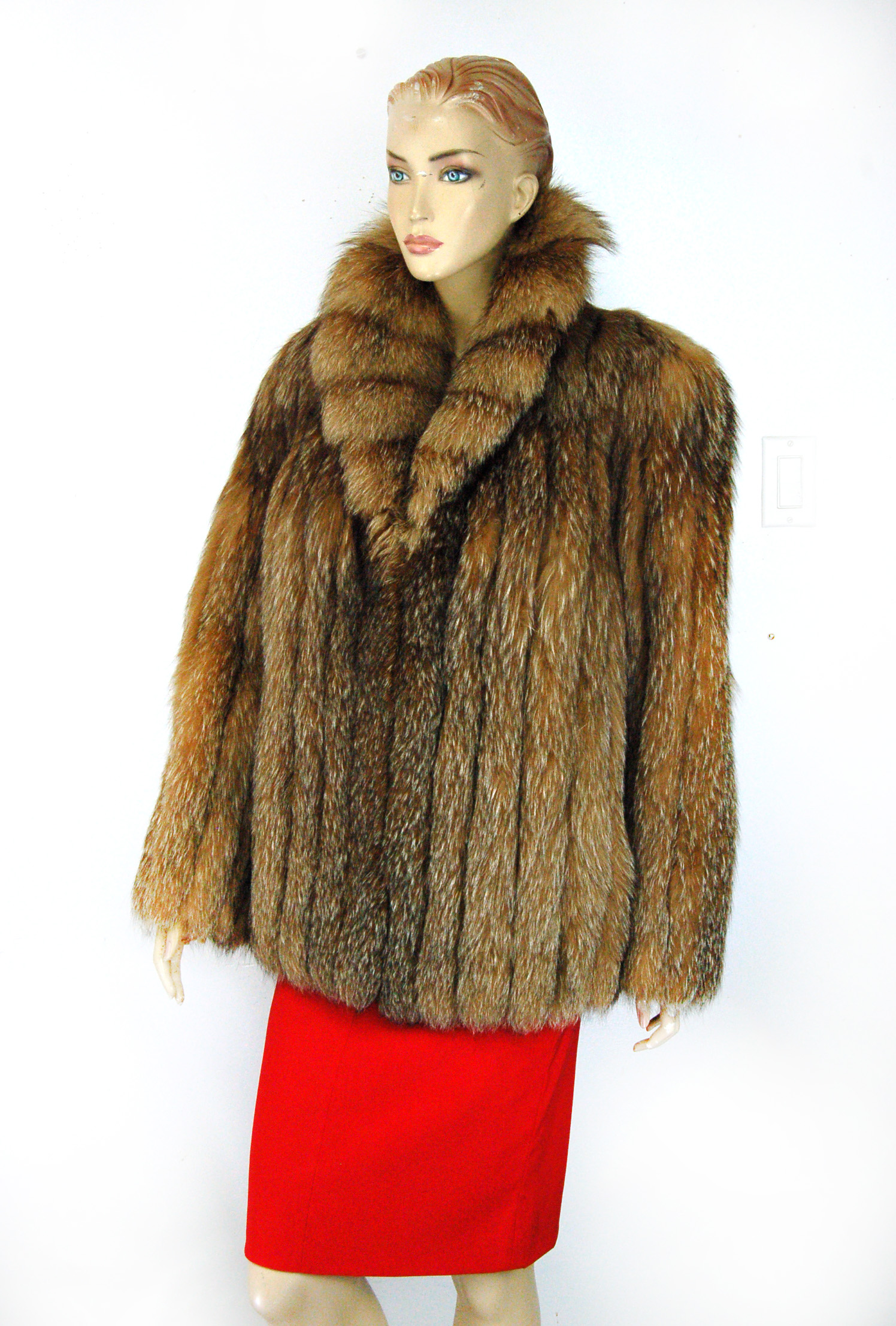 Women's Designer Red Fox Fur Jacket | Property Room