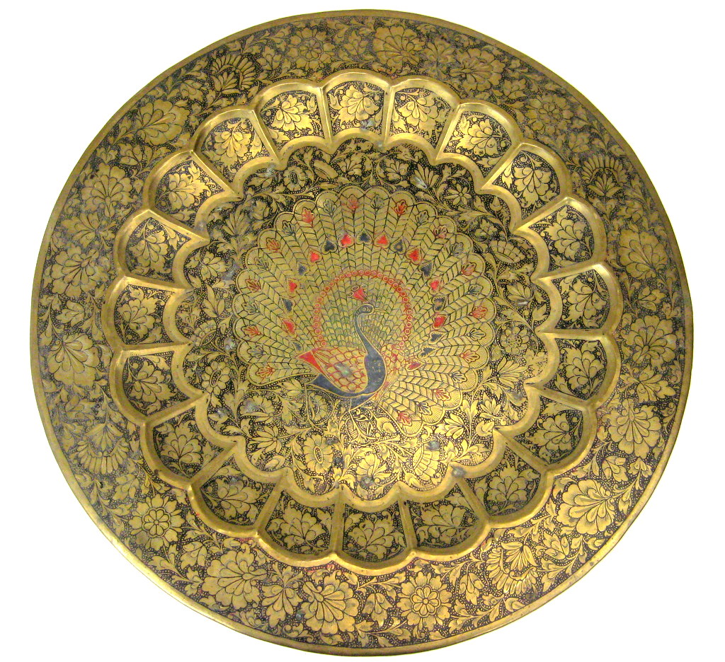 Etched Solid Brass Persian Plate -Cir. 1960's | Property Room