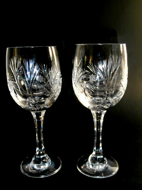Two Vintage Pinwheel Lead Crystal Vine Pedestal Goblets | Property Room
