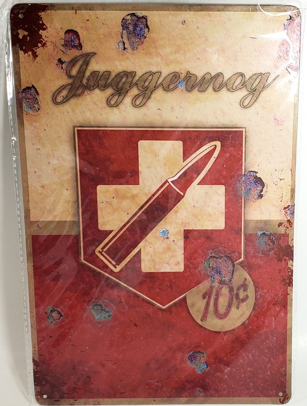 Vintage Looking Juggernog Metal Sign 8" x 12" | Property Room