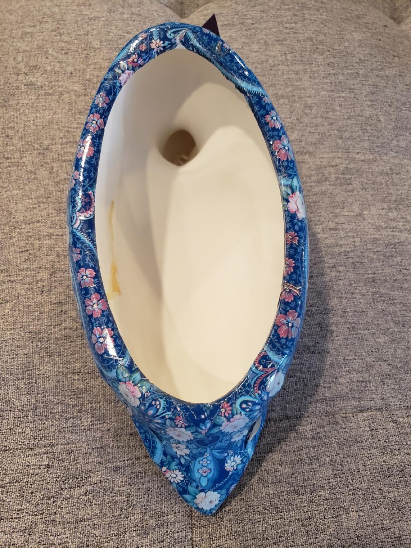 VTG Blue Floral Paper Mache Ceramic Duck | Property Room