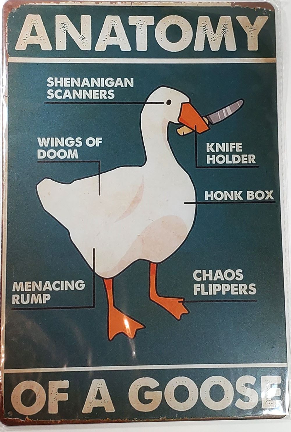 Vintage Looking Anatomy Of A Goose Metal Sign 8" x 12" | Property Room