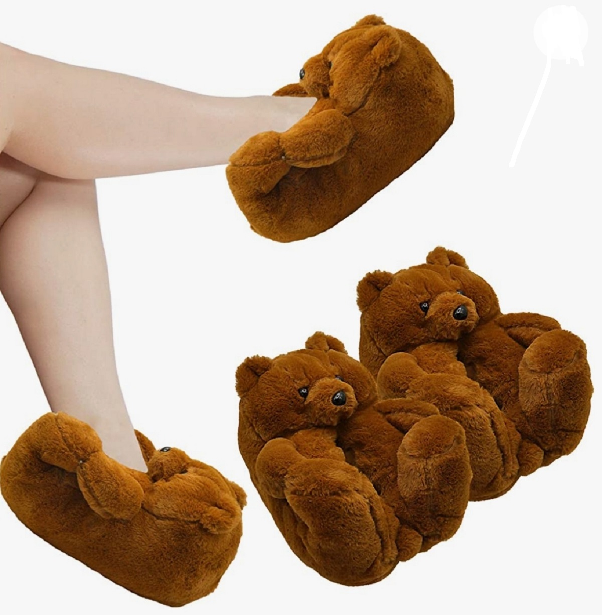 Plush Furry Bear Stuffed Animals Super Soft House Slippers Size - 6/7 ...