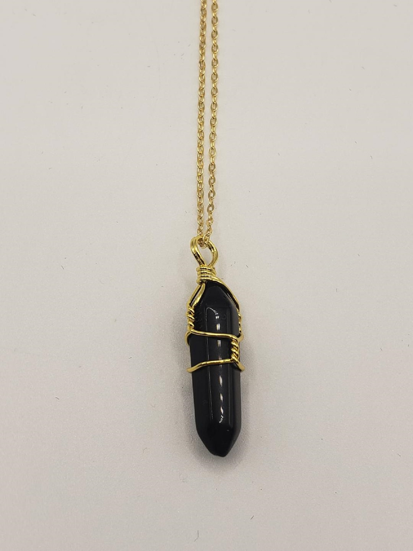 Wire Wrapped Black Obsidian Pendulum Pendant Necklace | Property Room