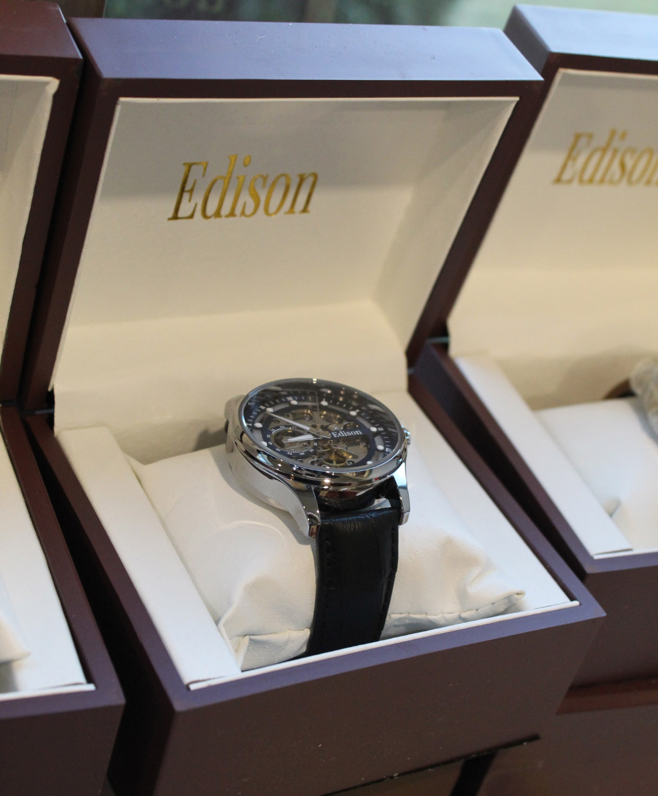 Men's EDISON Black Automatic Skeleton Watch - Retail $550.00 | Property Room