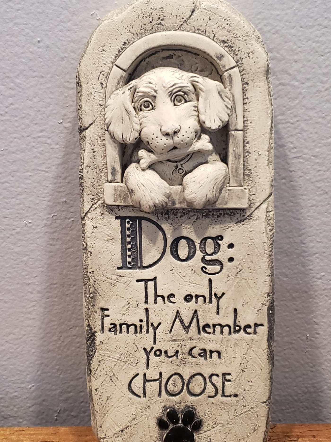 Hand Cast Stone Family Dog Plaque | Property Room