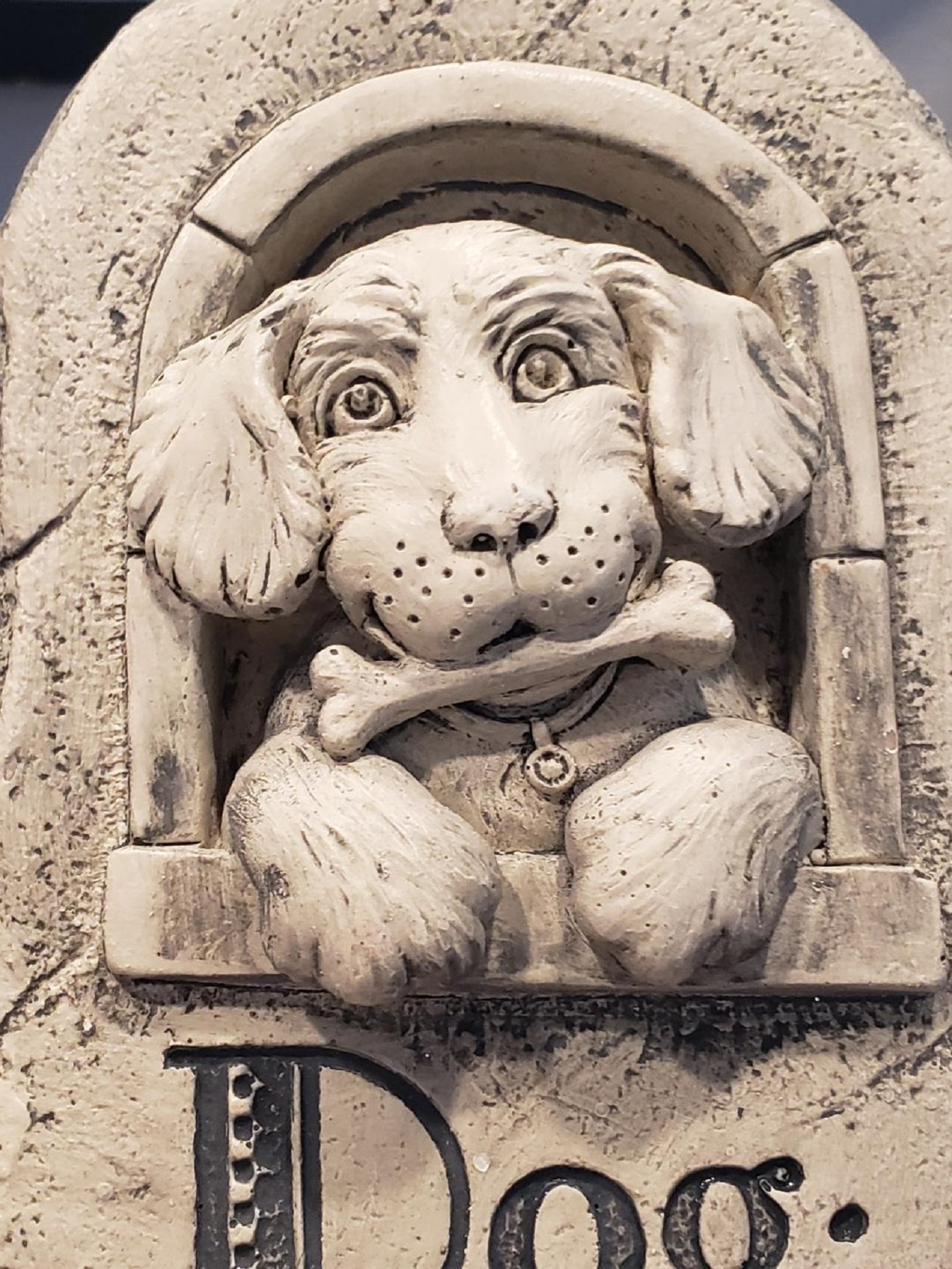 Hand Cast Stone Family Dog Plaque | Property Room