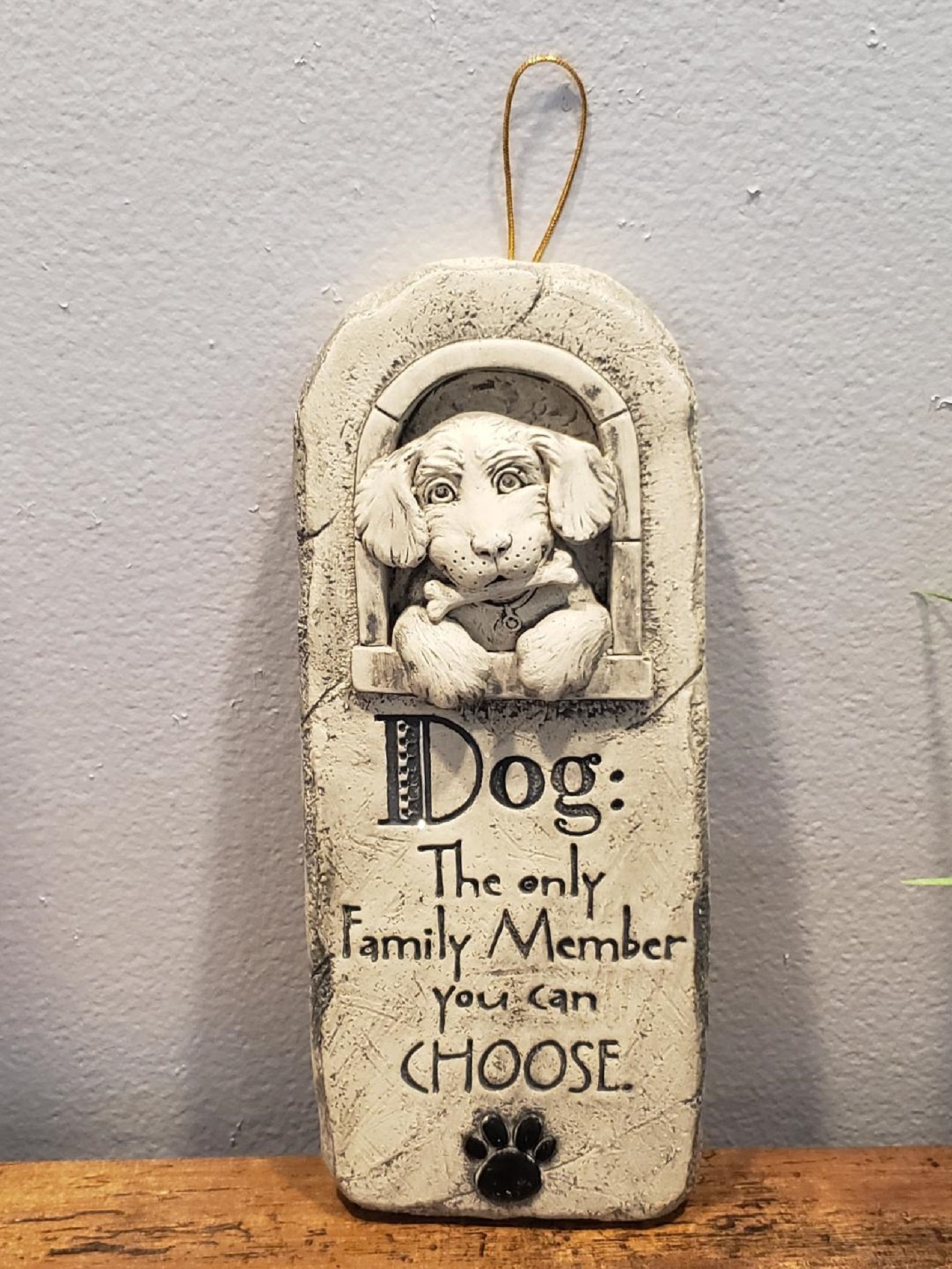 Hand Cast Stone Family Dog Plaque | Property Room