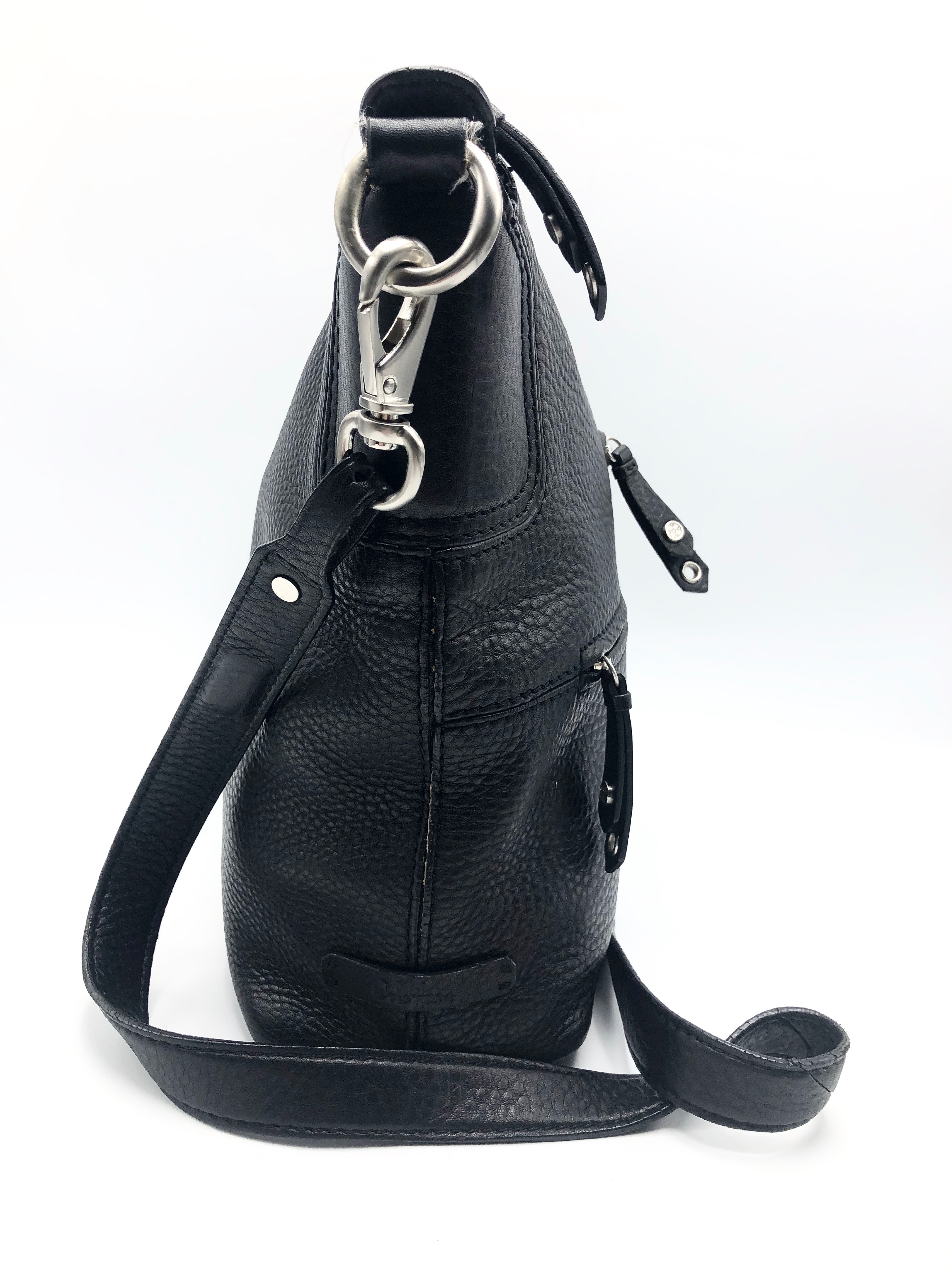 Cole Haan Black Pebbled Leather Hobo Crossbody Bag | Property Room