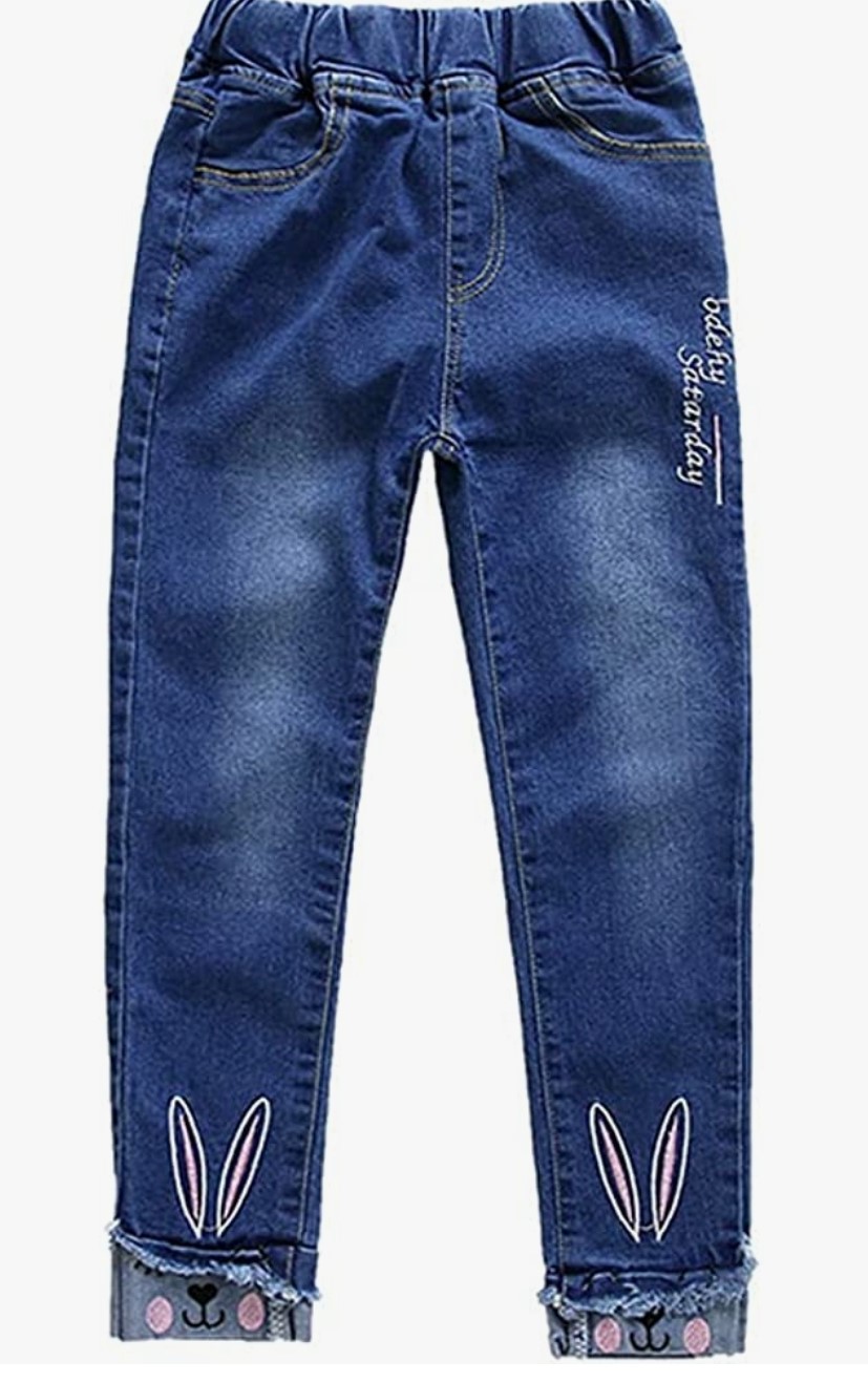 NWT, Girls Denim Bunny Embroidery Design Size 9-11Y | Property Room