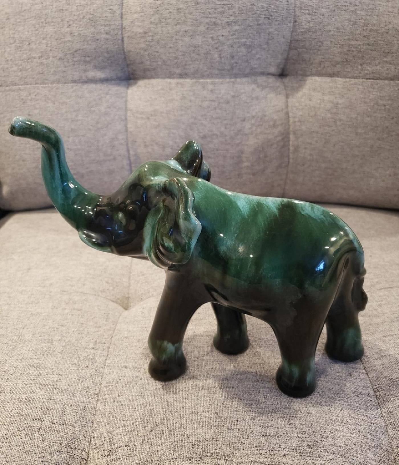 Vintage Blue Mountain Pottery 9" Long Elephant Figurine Ornament ...