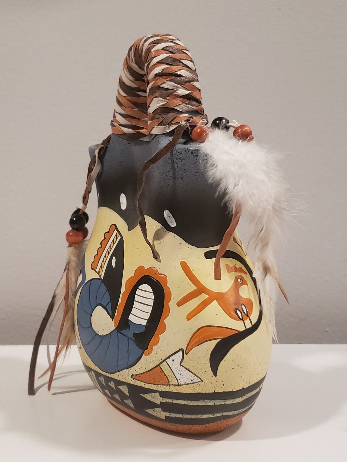 Native American Hand Painted Feather Decor Double Spout Ceramic Wedding ...