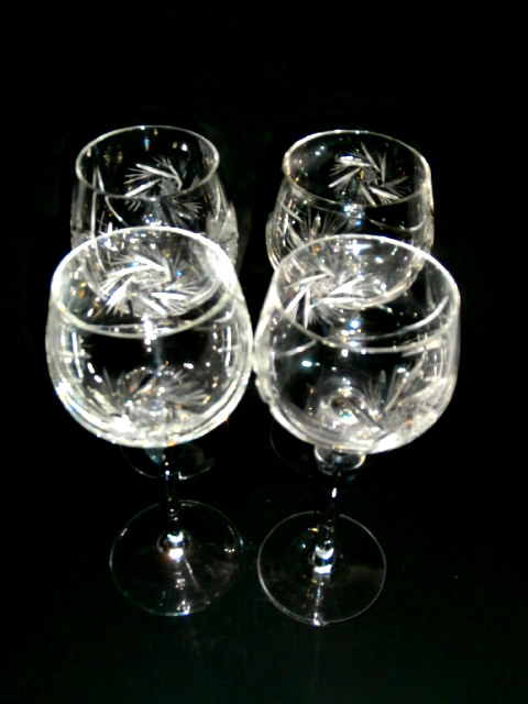 Four Vintage Pinwheel Lead Crystal Vine Pedestal Goblets | Property Room