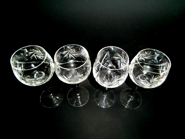 Four Vintage Pinwheel Lead Crystal Vine Pedestal Goblets | Property Room